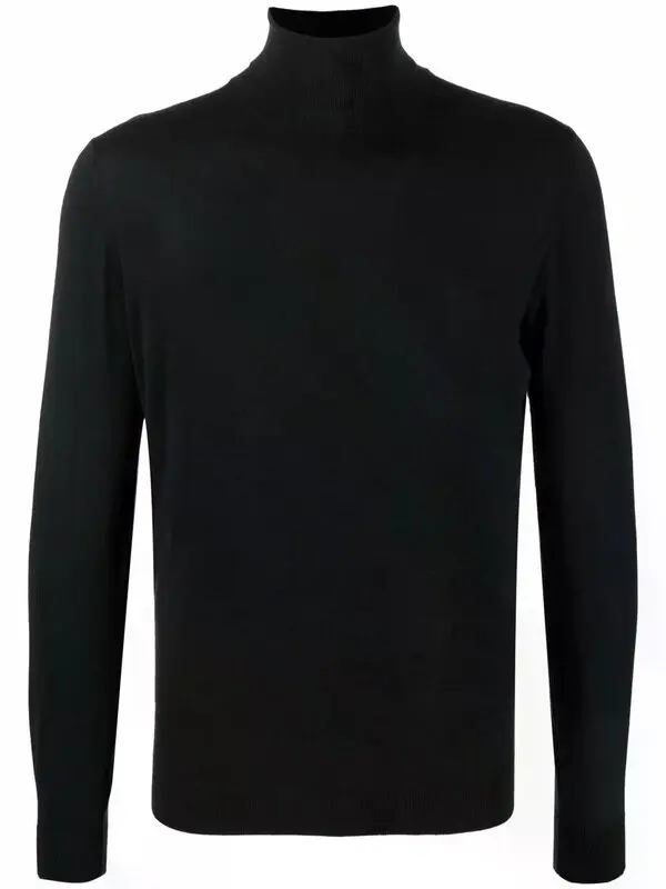 DELL'OGLIO Merino Roll Neck Jumper - Black