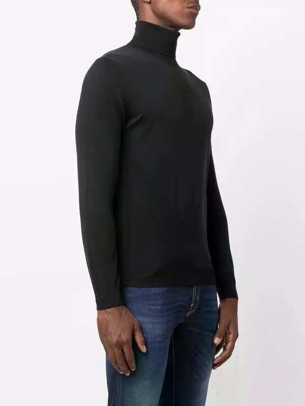 DELL'OGLIO Merino Roll Neck Jumper - Black