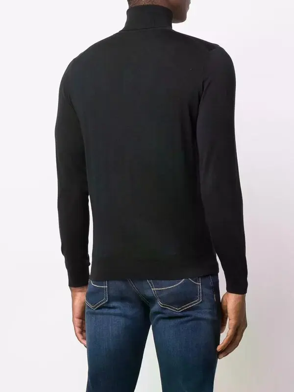 DELL'OGLIO Merino Roll Neck Jumper - Black