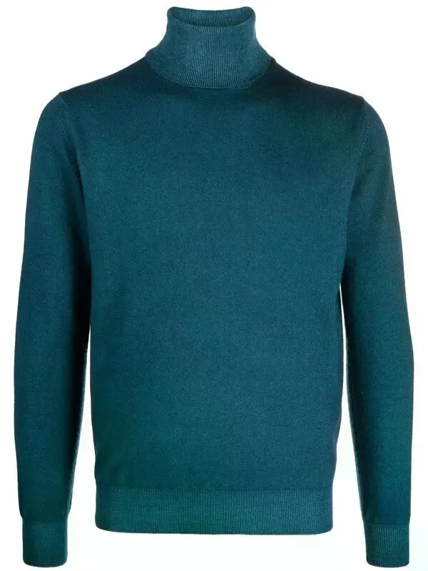 DELL'OGLIO Roll Neck Rib-trimmed Jumper - Blue
