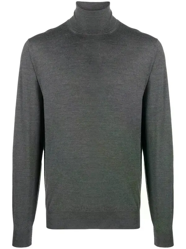 DELL'OGLIO Merino Wool Roll Neck Sweater - Grey