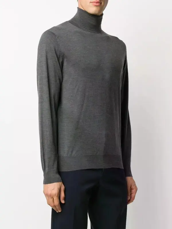 DELL'OGLIO Merino Wool Roll Neck Sweater - Grey