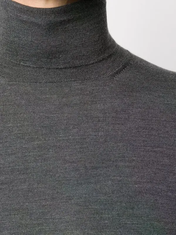 DELL'OGLIO Merino Wool Roll Neck Sweater - Grey