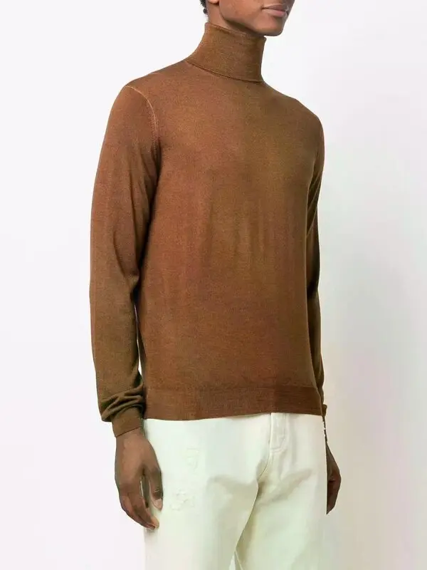 DELL'OGLIO Roll-neck Merino Wool Jumper - Brown