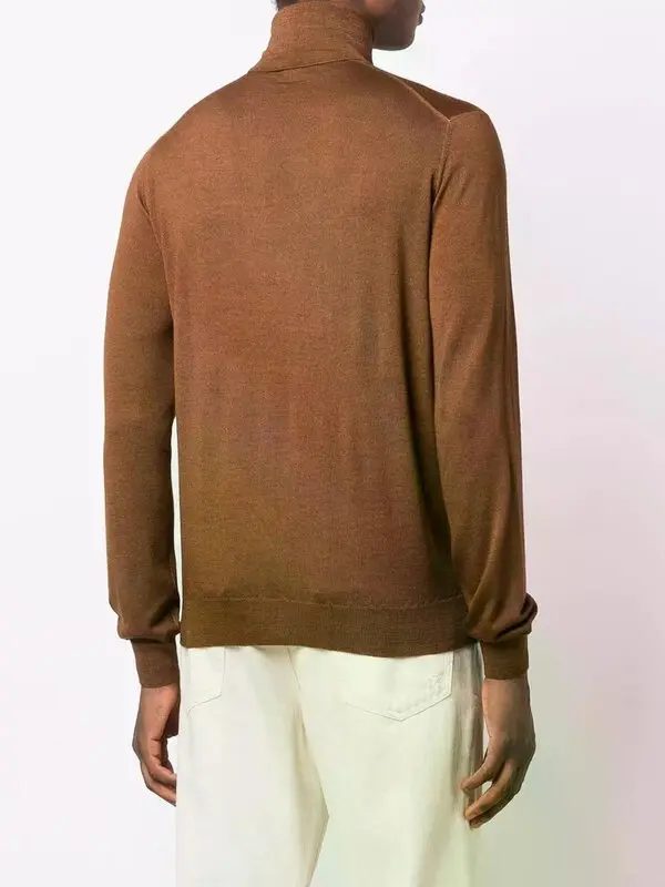 DELL'OGLIO Roll-neck Merino Wool Jumper - Brown