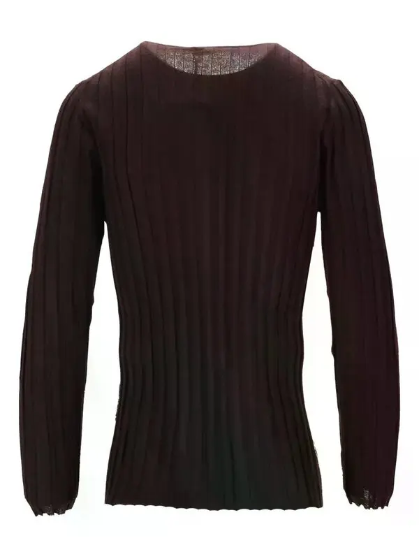 LA ROSE Ribbed Knit Top - Brown