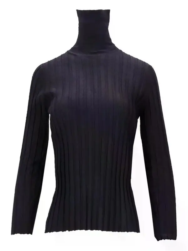LA ROSE High-neck Ribbed Top - Blue