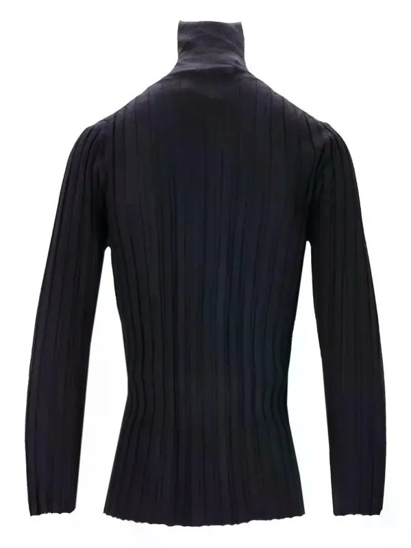 LA ROSE High-neck Ribbed Top - Blue
