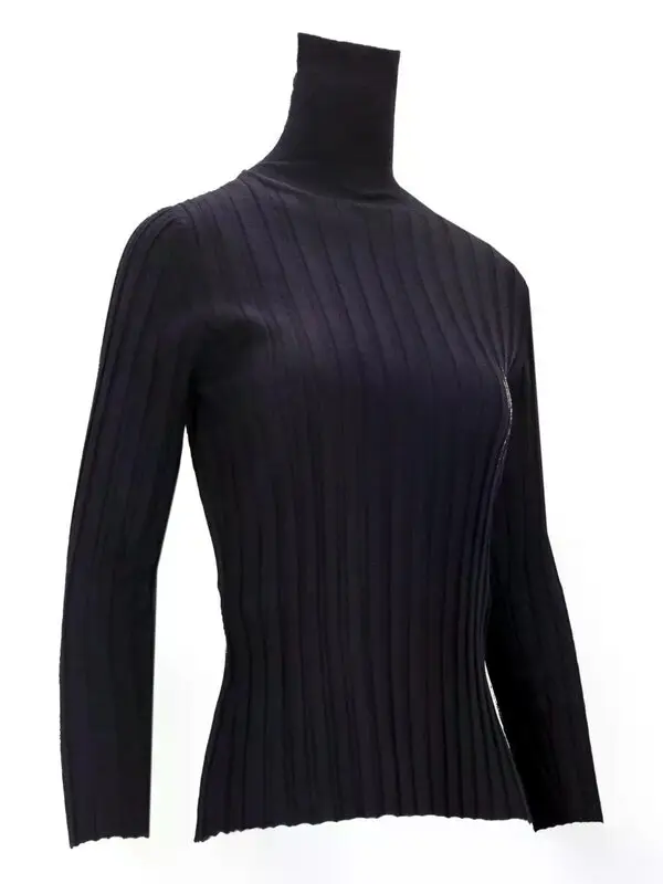 LA ROSE High-neck Ribbed Top - Blue