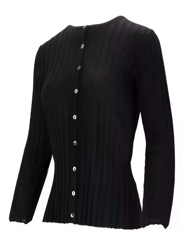 LA ROSE Ribbed Button Top - Black