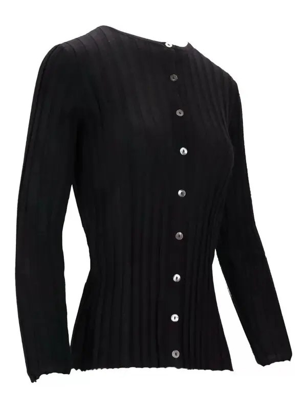 LA ROSE Ribbed Button Top - Black