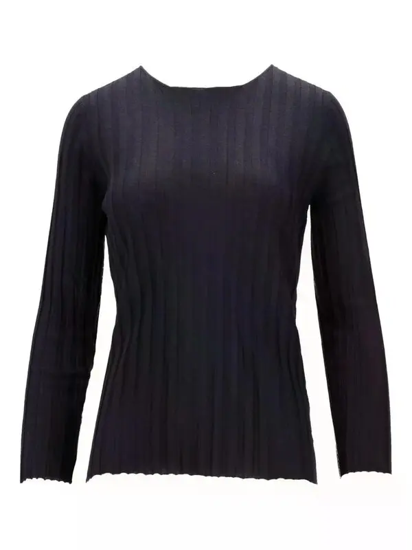 LA ROSE Ribbed Girocollo Top - Blue