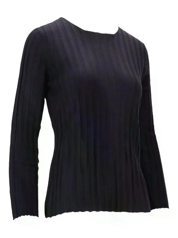 LA ROSE Ribbed Girocollo Top - Blue