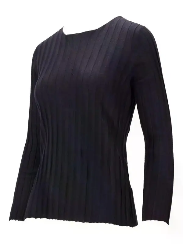 LA ROSE Ribbed Girocollo Top - Blue