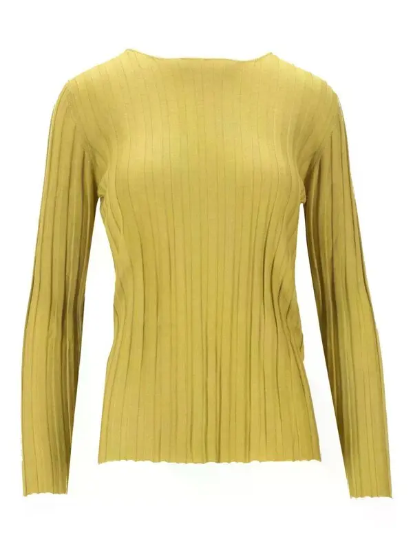 LA ROSE Ribbed Crew-neck Sweater - Yellow