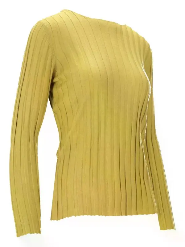 LA ROSE Ribbed Crew-neck Sweater - Yellow