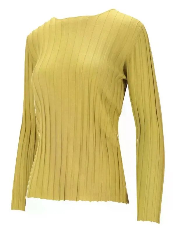 LA ROSE Ribbed Crew-neck Sweater - Yellow