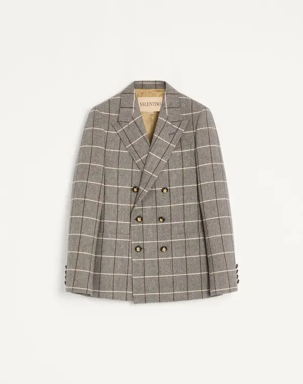 Valentino Garavani Double-breasted Wool Jacket With Check Pattern