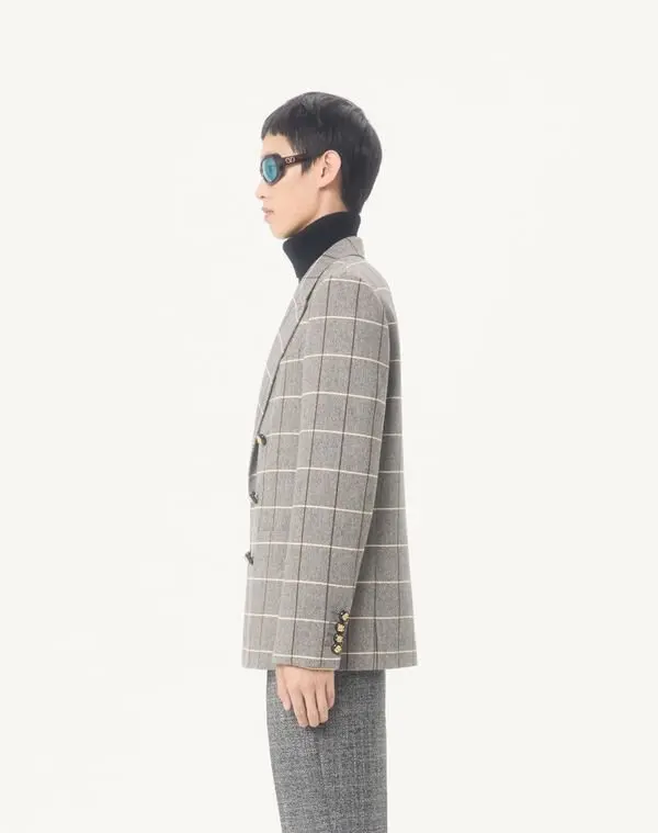 Valentino Garavani Double-breasted Wool Jacket With Check Pattern