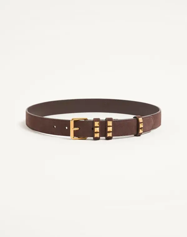 Valentino Garavani Rockstud Suede Belt - Brown