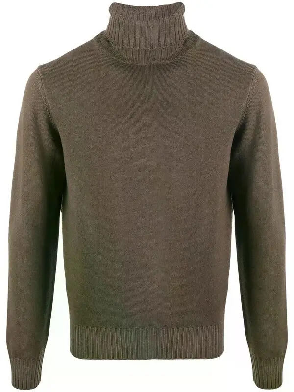 DELL'OGLIO Mastice Ribbed Roll-neck Jumper - Brown