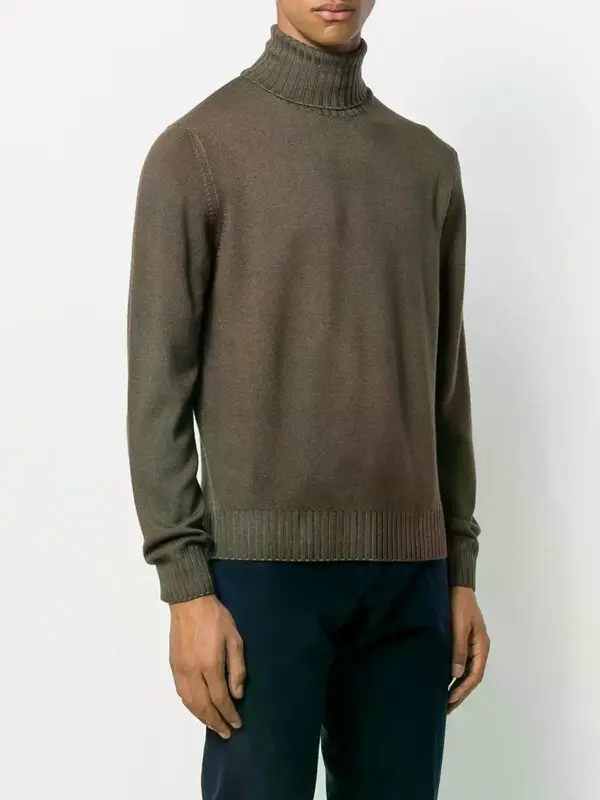 DELL'OGLIO Mastice Ribbed Roll-neck Jumper - Brown