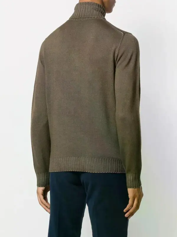 DELL'OGLIO Mastice Ribbed Roll-neck Jumper - Brown