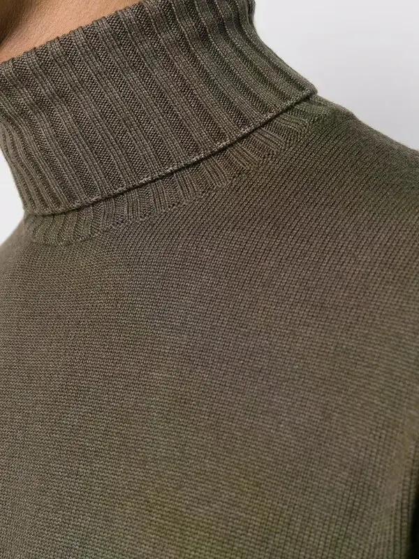 DELL'OGLIO Mastice Ribbed Roll-neck Jumper - Brown