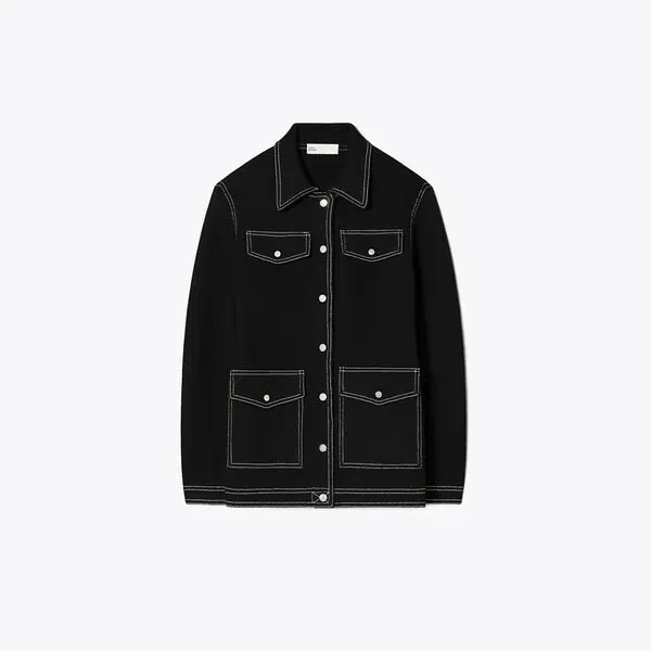 Tory Burch Topstitch Wool Jacket