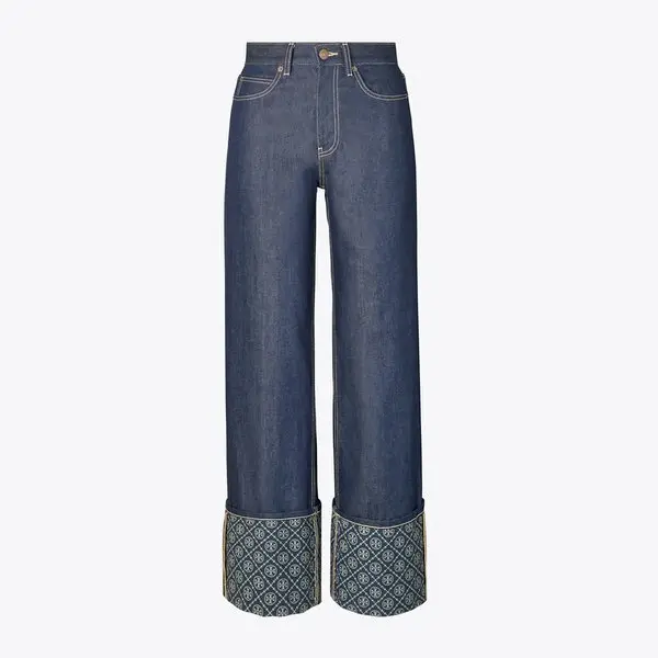 Tory Burch T Monogram Cuff Jeans