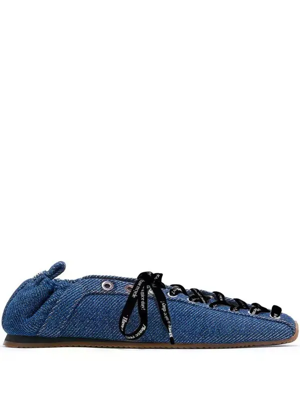 GANNI Lace-up Denim Ballet Flats - Blue