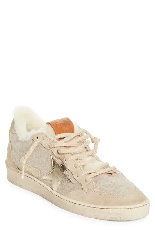 GOLDEN GOOSE Ball Star Wool & Faux Shearling Sneakers - Beige