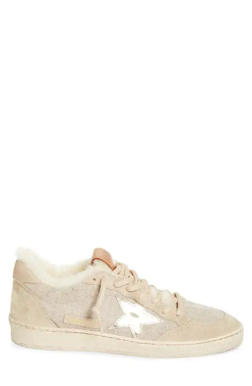 GOLDEN GOOSE Ball Star Wool & Faux Shearling Sneakers - Beige