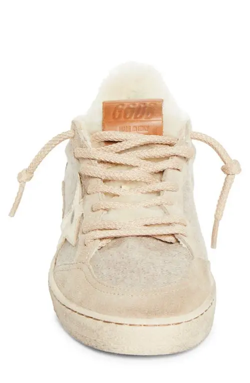 GOLDEN GOOSE Ball Star Wool & Faux Shearling Sneakers - Beige