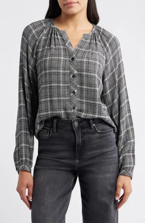 CLOTH & STONE Plaid Raglan Sleeve Shirt