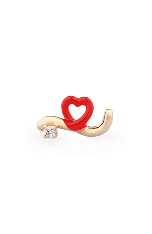 Bea Bongiasca Enamel And Diamond Single Stud Earring - Red