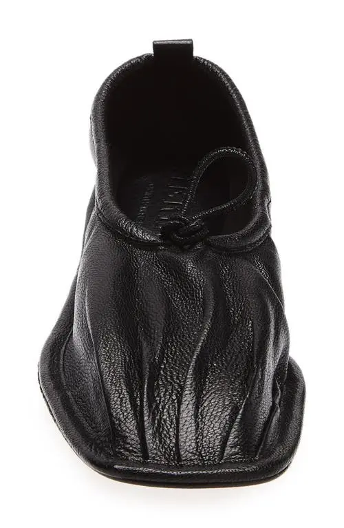 Hereu Puntera Pleated Leather Flats - Black