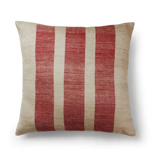 SUSTAINABLE THREADS Striped Silk Pillow With Down-alternative Insert - Raspberry