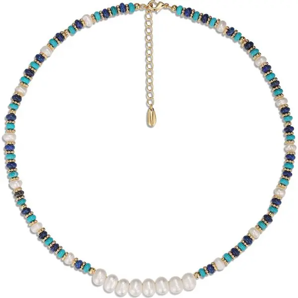 RC RETRO CHIC Thetis Beaded Necklace - Blue & White