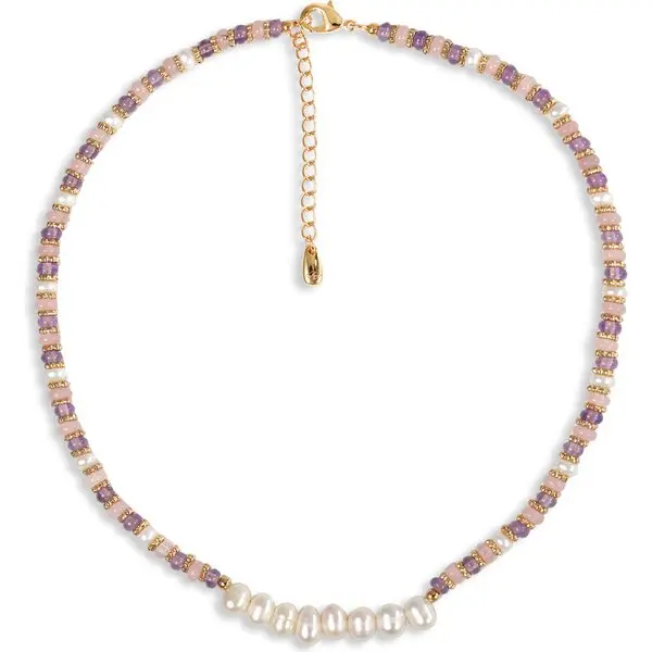 RC RETRO CHIC Thetis Beaded Necklace - Purple & White