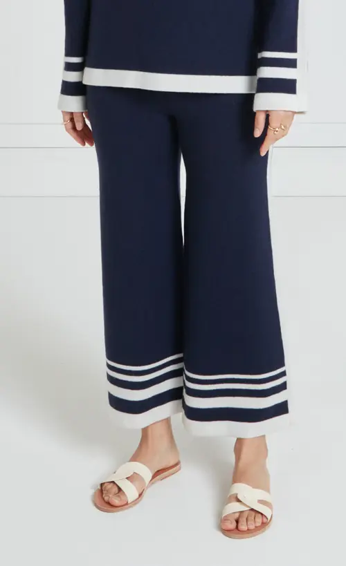 TEMPERLEY LONDON Bretton Knit Trousers - Navy/ivory