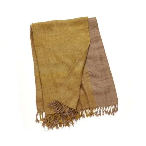 SUSTAINABLE THREADS Block Handwoven Silk Throw - Haldi