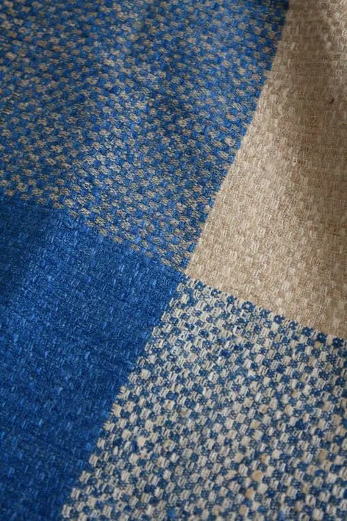 SUSTAINABLE THREADS Block Handwoven Silk Throw - Indigo