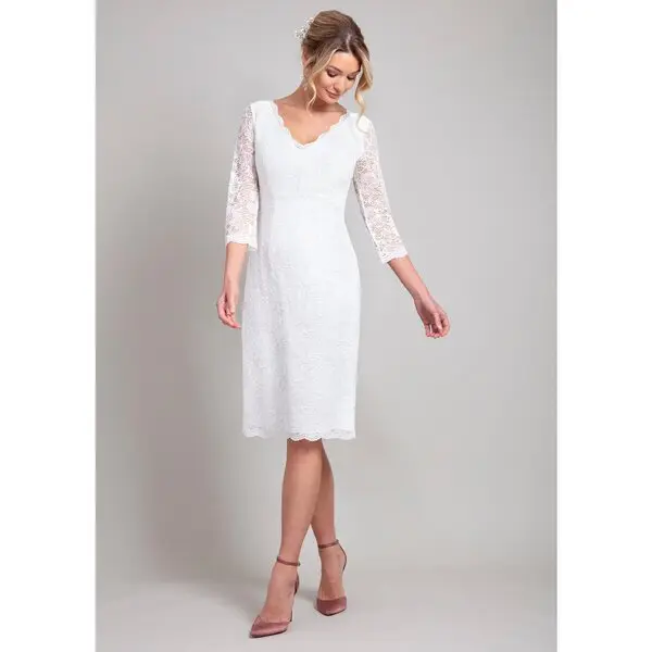 ALIE STREET LONDON Anya V-neck Lace Wedding Dress - Ivory