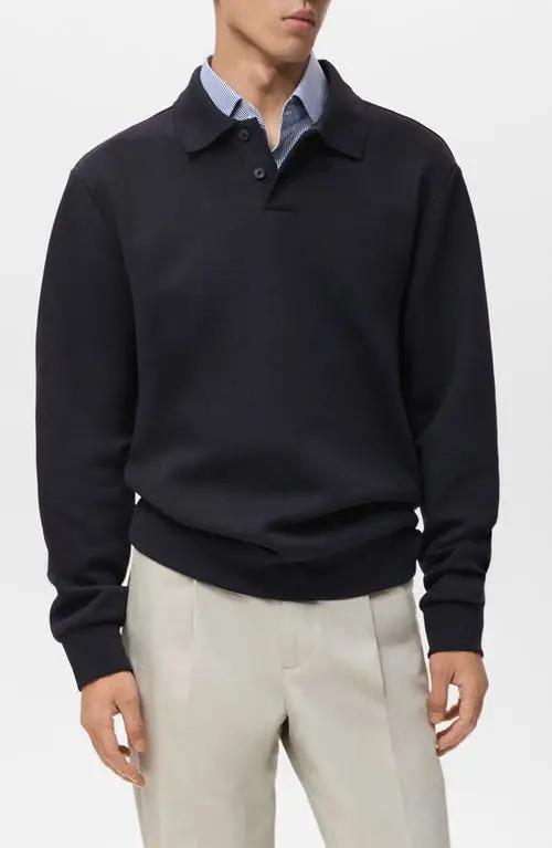Mango Regular Fit Polo Sweatshirt - Navy