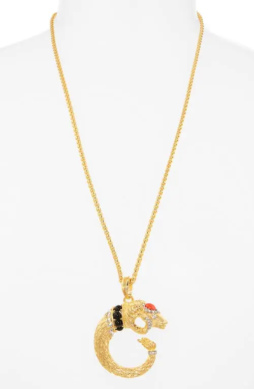 KENNETH JAY LANE Ram Head Pendant Chain Necklace