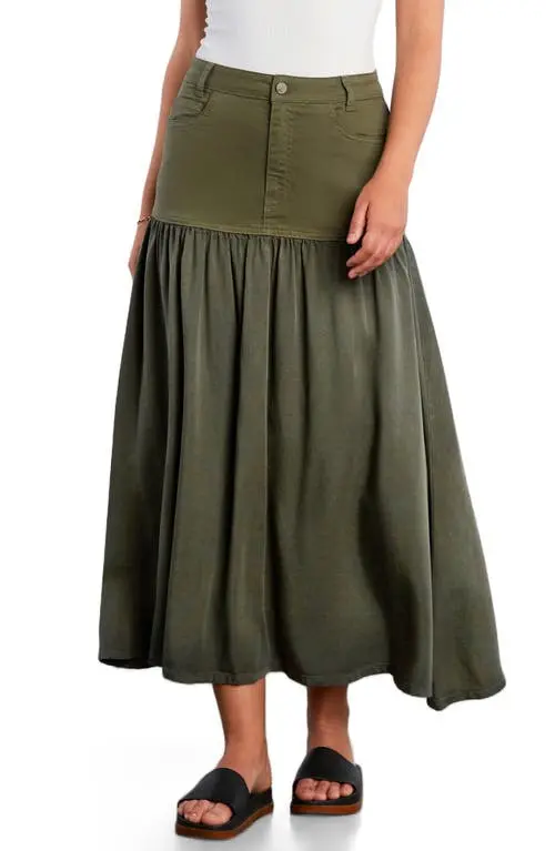 WASH LAB DENIM Flowy Hem Maxi Skirt