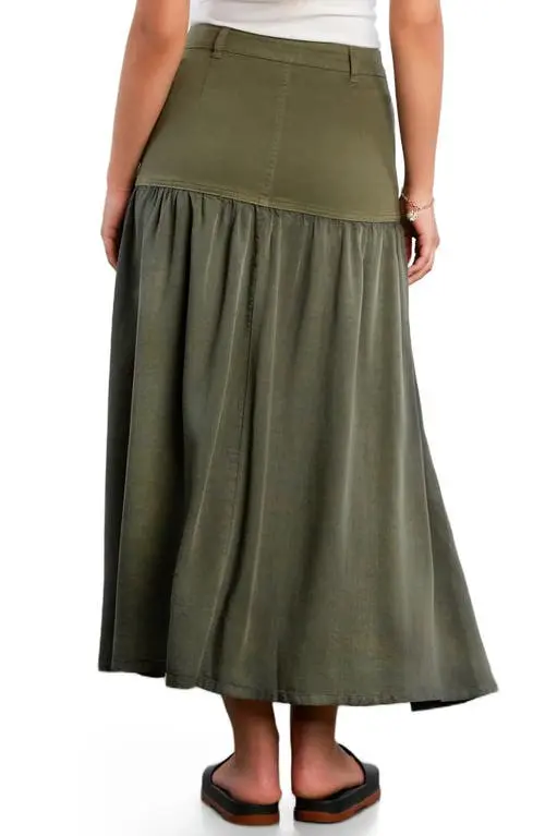 WASH LAB DENIM Flowy Hem Maxi Skirt