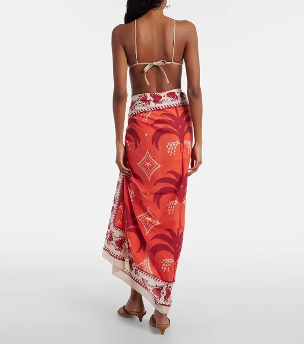 Johanna Ortiz Printed Cotton Beach Cover-up - Red