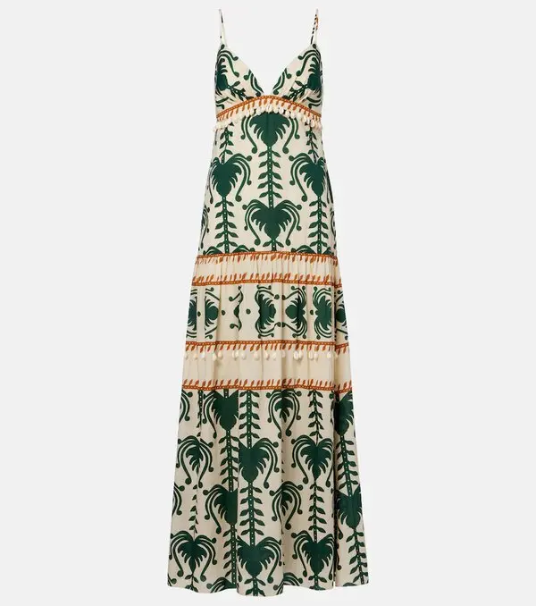 Johanna Ortiz Printed Cotton Poplin Maxi Dress - Green